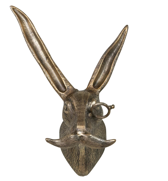Cast Aluminum Rabbit Head with Monocle & Mustache Wall Décor – Emerald ...